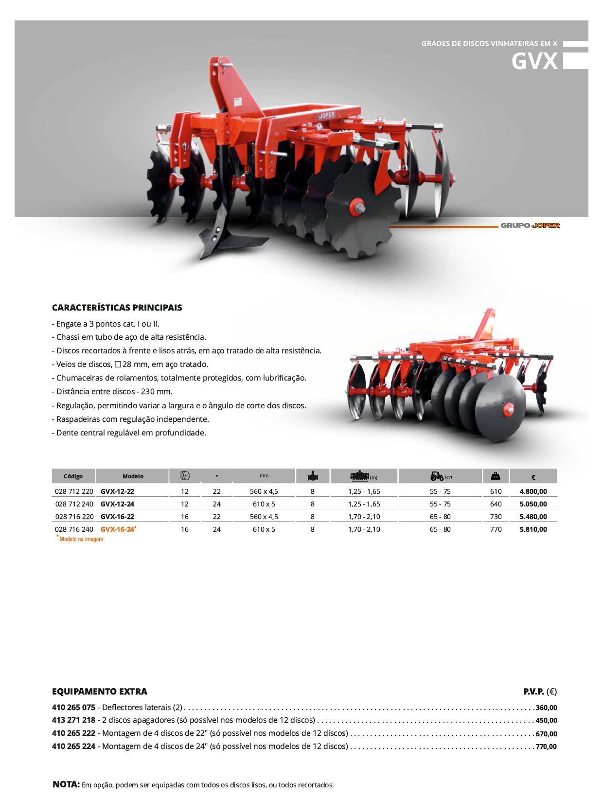 GRADE DE DISCOS JOPER VINHATEIRAS EM X - GVX - 55 A 80 CV - Fialhostore