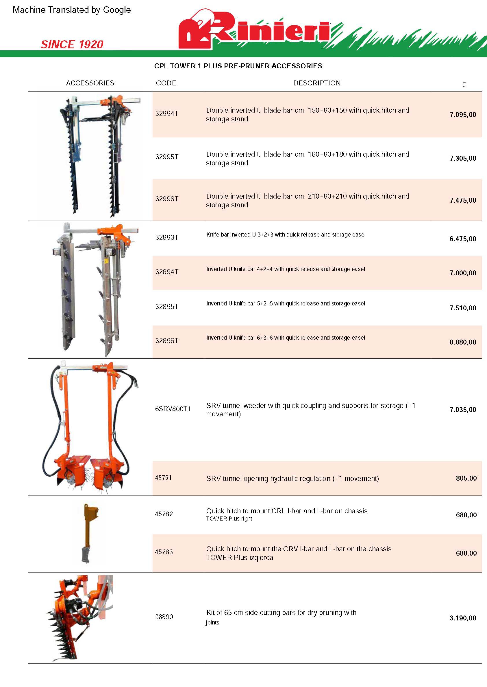 RINIERI CPL PRE-PRUNER IN CHASSIS CPL TOWER 1 PLUS - Fialhostore